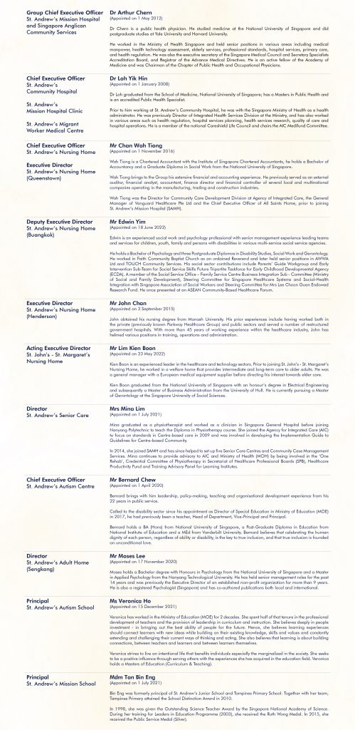 Key Management Staff – St. Andrew's Mission Hospital