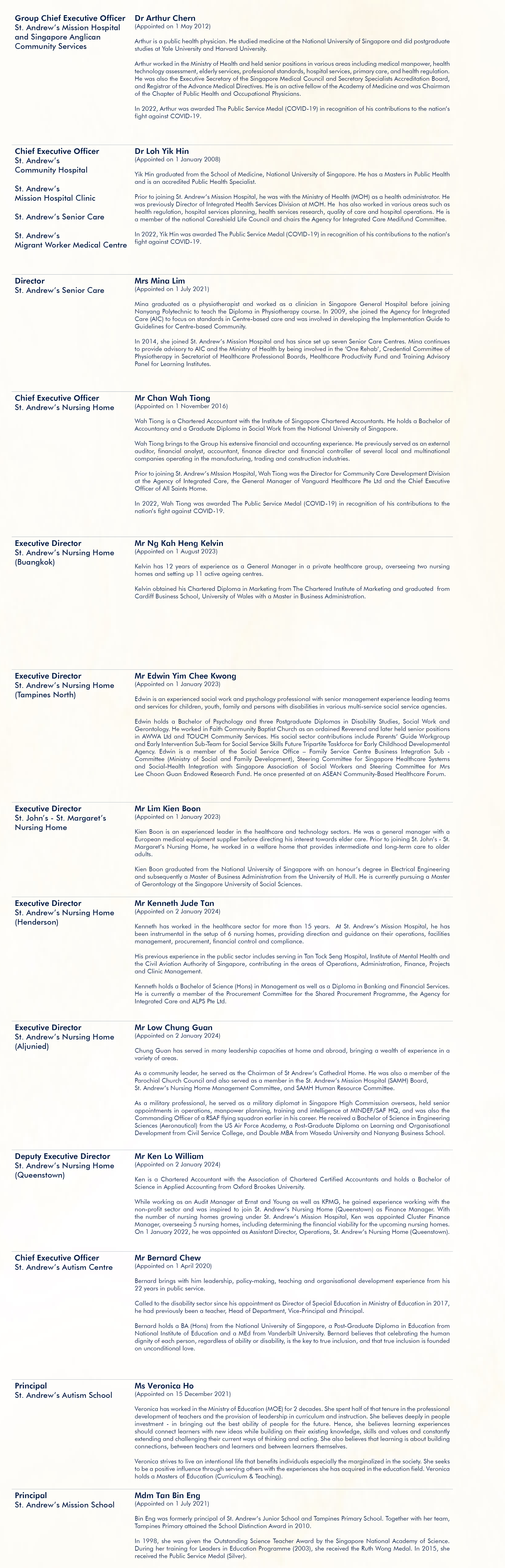 Key Management Staff – St. Andrew's Mission Hospital